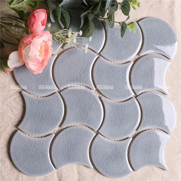Wave Pattern Ice Crackle Porcelain Gray Fish Scale Tile Wholesale