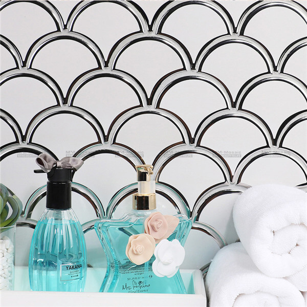 Glossy Metallic Print Porcelain Mosaic Fish scale