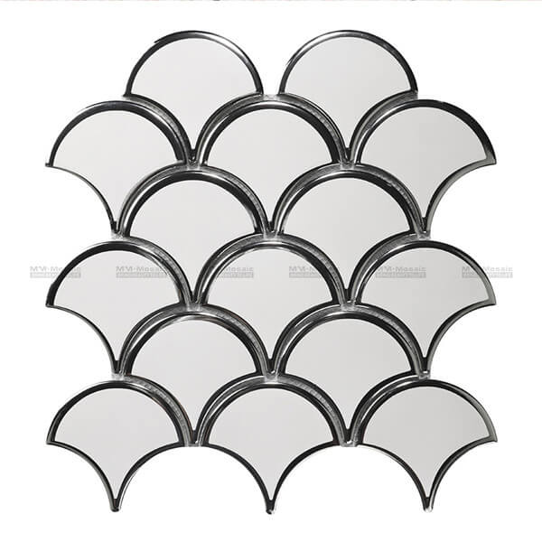 Glossy Metallic Print Porcelain Mosaic Fish scale