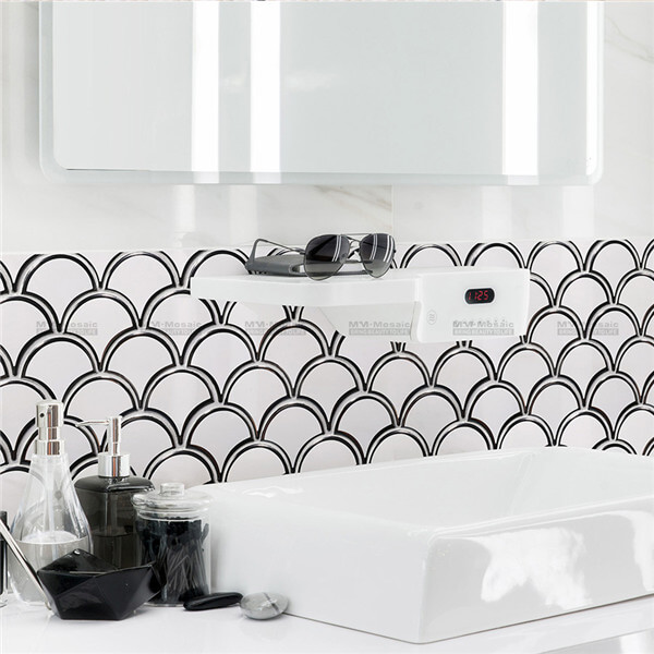 Glossy Metallic Print Porcelain Mosaic Fish scale