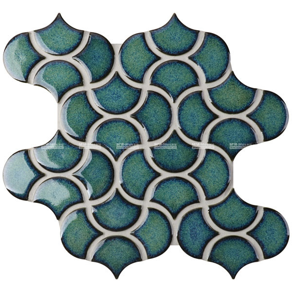Factory Price Crystal Glazed Mini Fish-scale Porcelain Mosaic