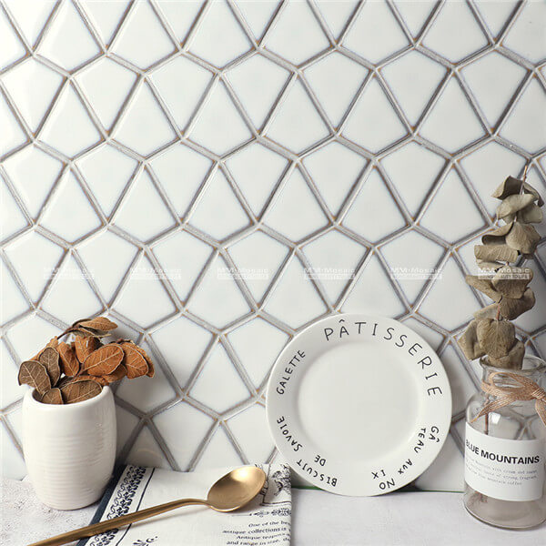 Wholesale White Glazed Diamond Mosaic Tile For Home Decor