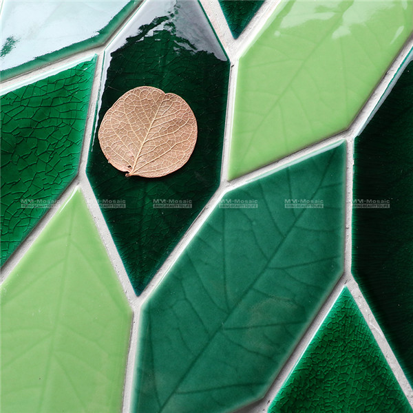 Leaf Shape Tile Handmade Picket Pattern Ceramic Mosaic Tiles | MM-Mosaic