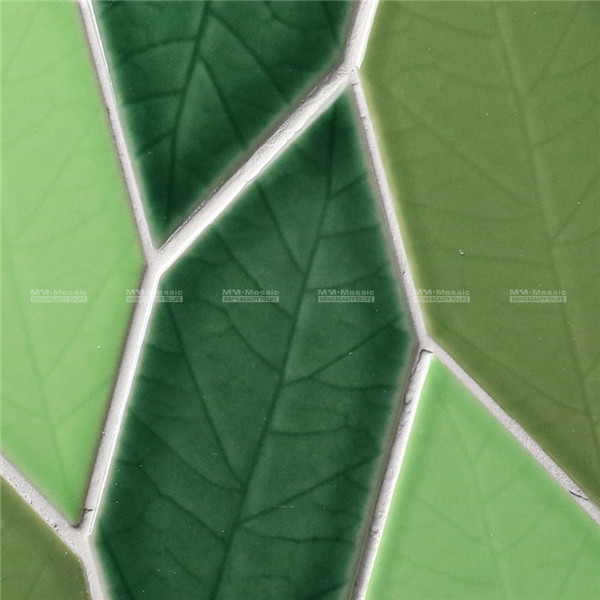 Wholesale Handmade Green Leaf Mosaic Tile Pattern for Backsplash | MM ...