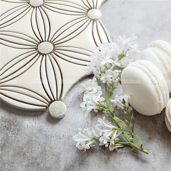 Elegant White Daisy Flower Mosaic Tiles for Backsplah Wall Prohects ...