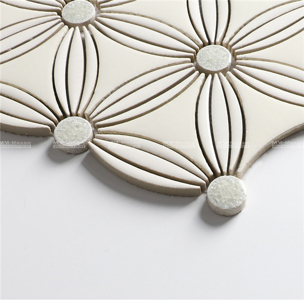 Elegant White Daisy Flower Mosaic Tiles for Backsplah Wall Prohects ...