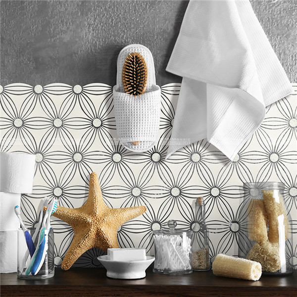 Elegant White Daisy Flower Mosaic Tiles for Backsplah Wall Prohects ...