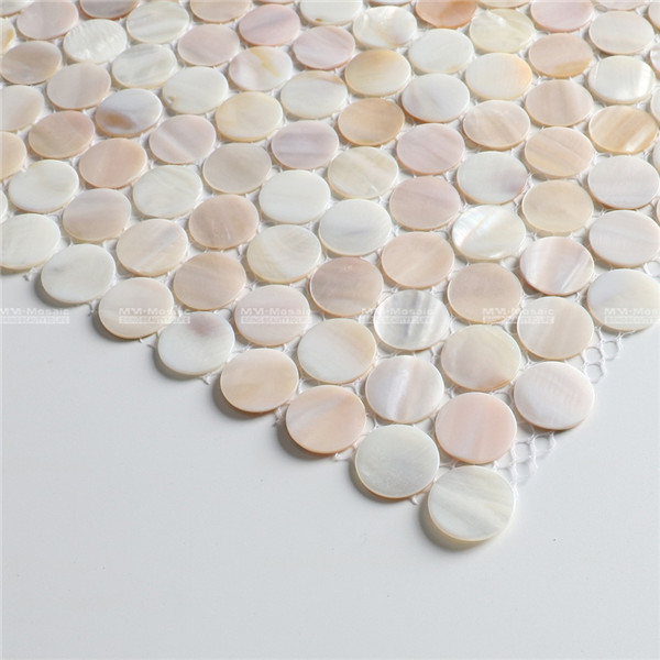 1" Beige Penny Round Mother of Pearl Seashell Mosaic Wall Tiles for ...