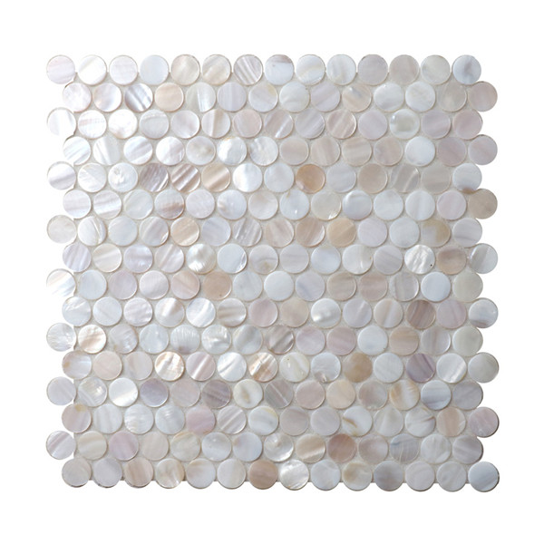 1" Beige Penny Round Mother of Pearl Seashell Mosaic Wall Tiles for ...