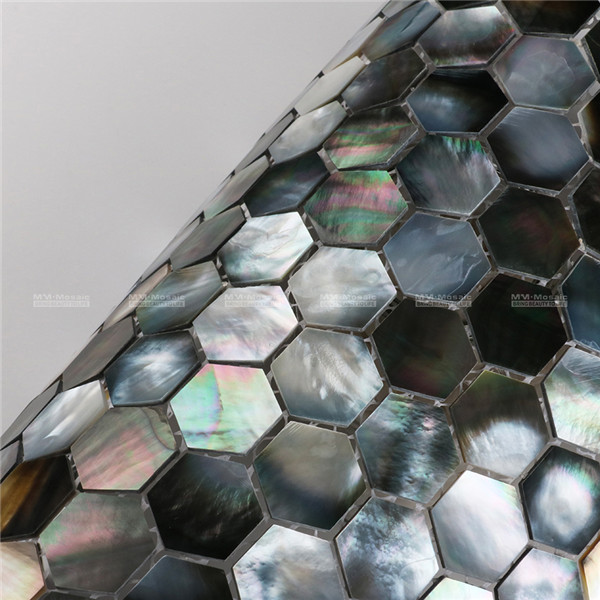 1" Black Lip Mother of Pearl Seashell Mosaic Tile for Backsplash Design | MM-Mosaic