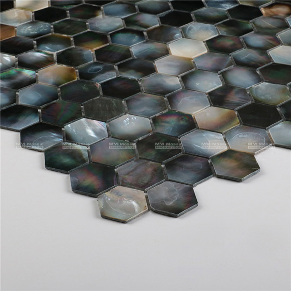 1" Black Lip Mother of Pearl Seashell Mosaic Tile for Backsplash Design | MM-Mosaic