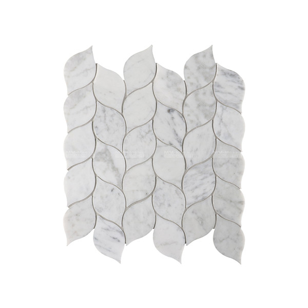 Wholesale Water Jet Bianco Carrara White Marble Leaf Mosaic Tiles | MM ...