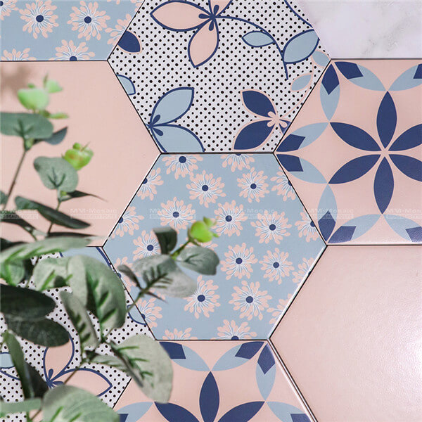 Pink Flower Hexagon Tiles for Bathroom Kitchen Backsplash Project | MM ...
