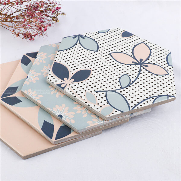 Pink Flower Hexagon Tiles for Bathroom Kitchen Backsplash Project | MM ...