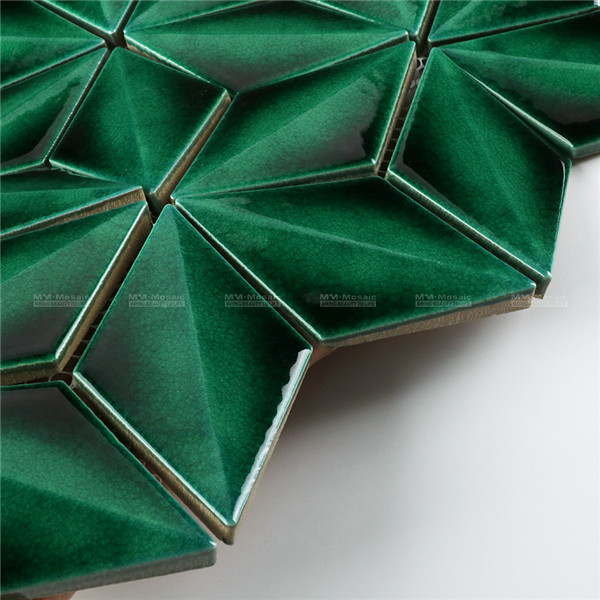 3D Cube Rhombus Porcelain Mosaic Tiles for Kitchen Backsplash Wall ...