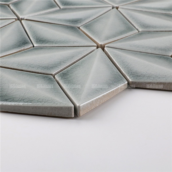 Wholesale Grey Ice-crackle Rhombus 3D Cube Porcelain Mosaic Tiles | MM ...