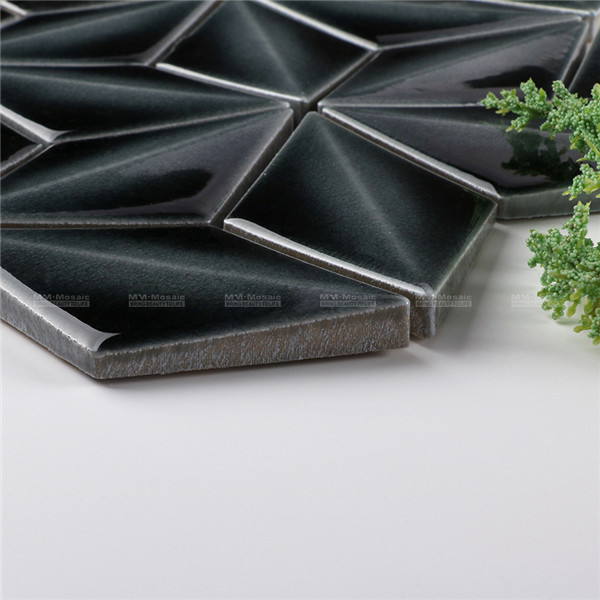 Cube 3D Rhombus Shape Porcelain Mosaic Tiles for Wall Project | MM-Mosaic