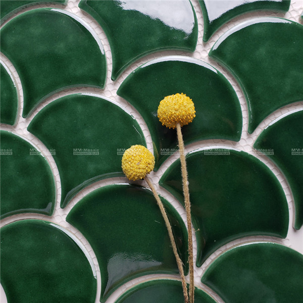 Wholesale Green Fish Scale Mosaic Tiles for Splashback Bathroom Project ...