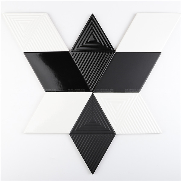 Uneven Large Black Porcelain Rhombus Shaped Tiles for Hotel Bathroom ...