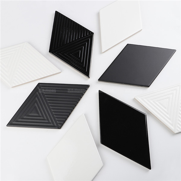 Uneven Large Porcelain Rhombus Tiles White for Kitchen Backsplash Wall ...