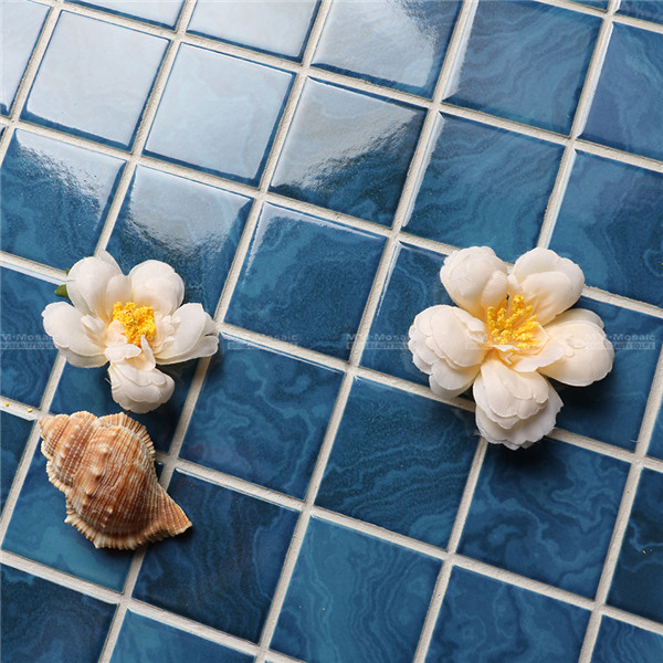 2" Square Porcelain Ink-jet Ocean Blue Pool Tile Floor Mosaics ...
