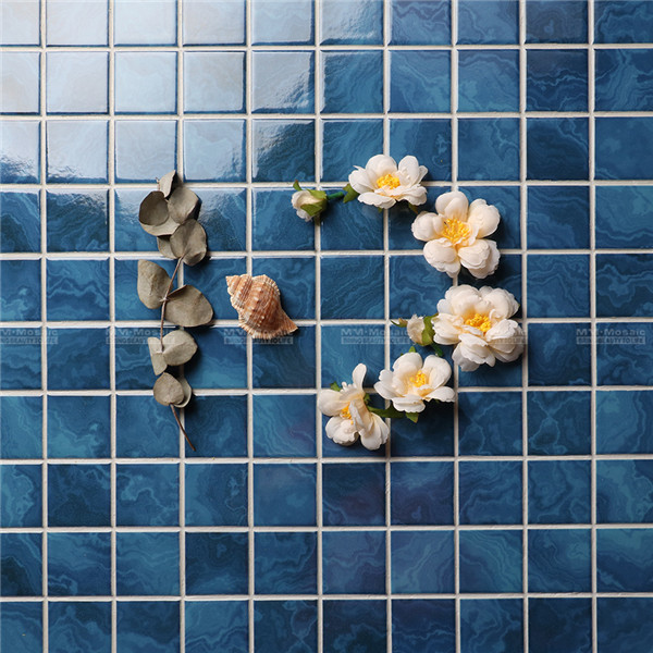 2" Square Porcelain Ink-jet Ocean Blue Pool Tile Floor Mosaics ...
