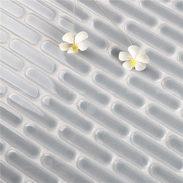 Premium Gray Long Oval Porcelain Mosaic Tiles for Wall Backsplash ...