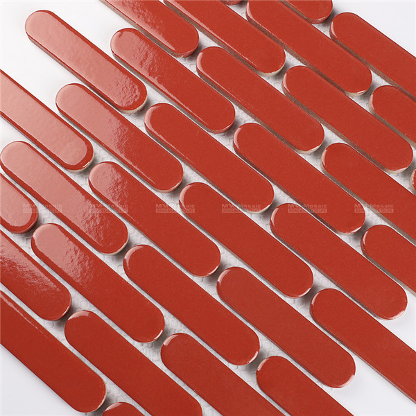 Red Color Porcelain Oval Mosaic Tile Patterns for Bathroom Kitchen ...