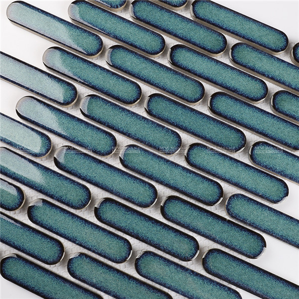 Wholesale Dark Green Oval Porcelain Mosaic Tiles for Kitchen Backsplash ...