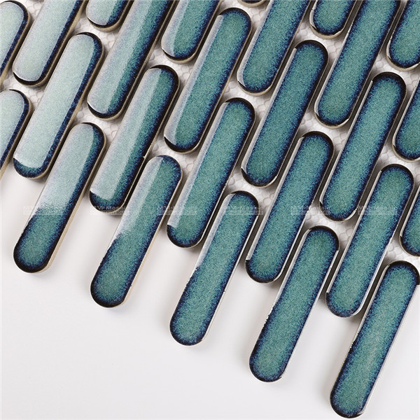 Wholesale Dark Green Oval Porcelain Mosaic Tiles for Kitchen Backsplash ...