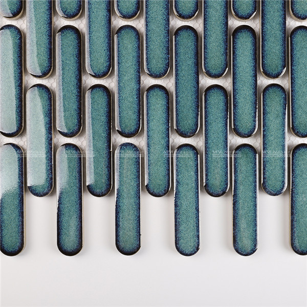 Wholesale Dark Green Oval Porcelain Mosaic Tiles for Kitchen Backsplash ...