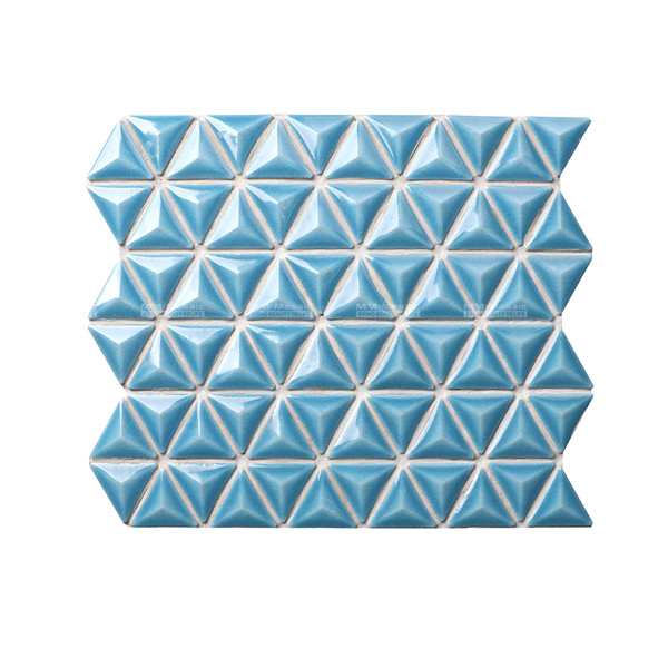 Blue Ceramic 3D Convex Triangle Mosaic Tiles for Kitchen Wall Project ...