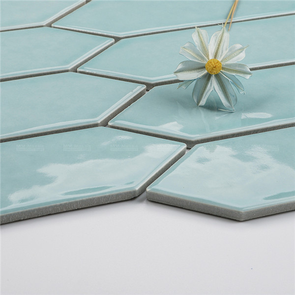 Glossy Glazed Mint Picket Shape Porcelain Hexagon Tile for Backsplash ...