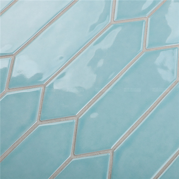 Glossy Glazed Mint Picket Shape Porcelain Hexagon Tile for Backsplash ...