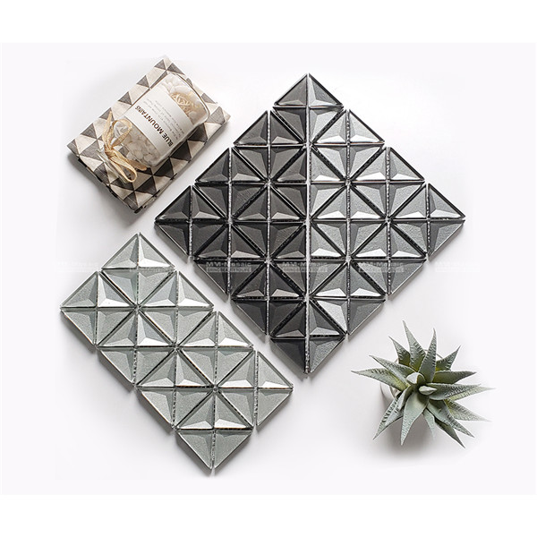 2" 3D Gray Triangle Glass Mosaic Tiles for Commercial Restaurant ...