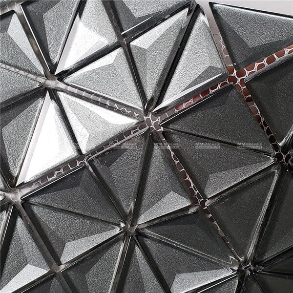 2" 3D Gray Triangle Glass Mosaic Tiles for Commercial Restaurant ...