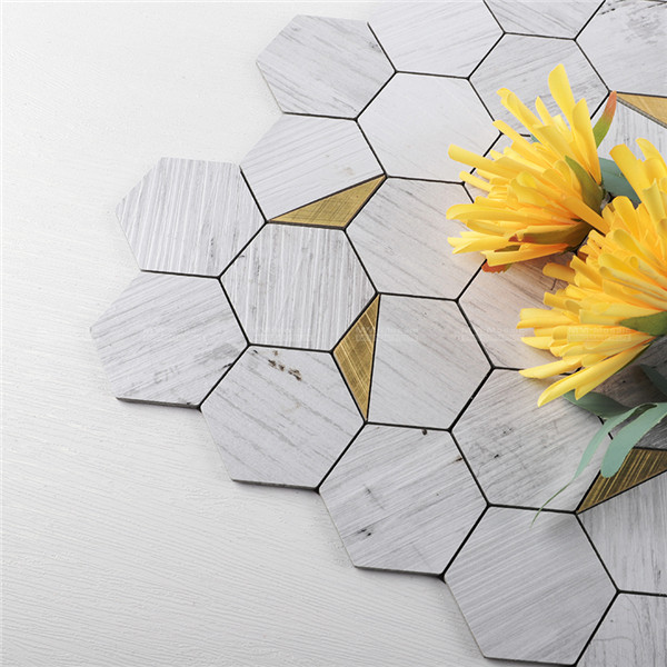 2" Hexagon White Marble Self Peel And Stick Tile for Shower Wall ...