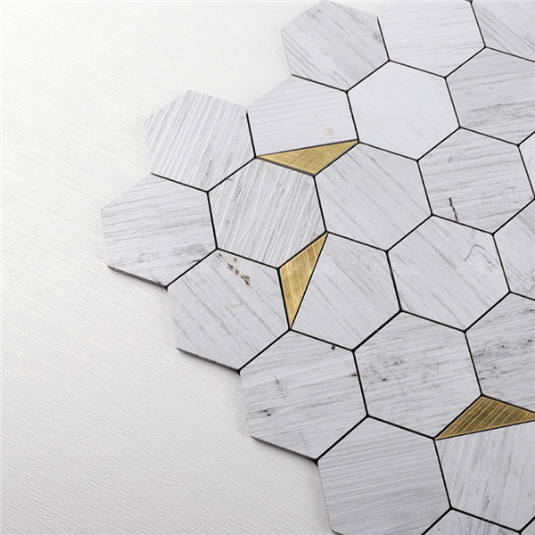 2" Hexagon White Marble Self Peel And Stick Tile for Shower Wall ...