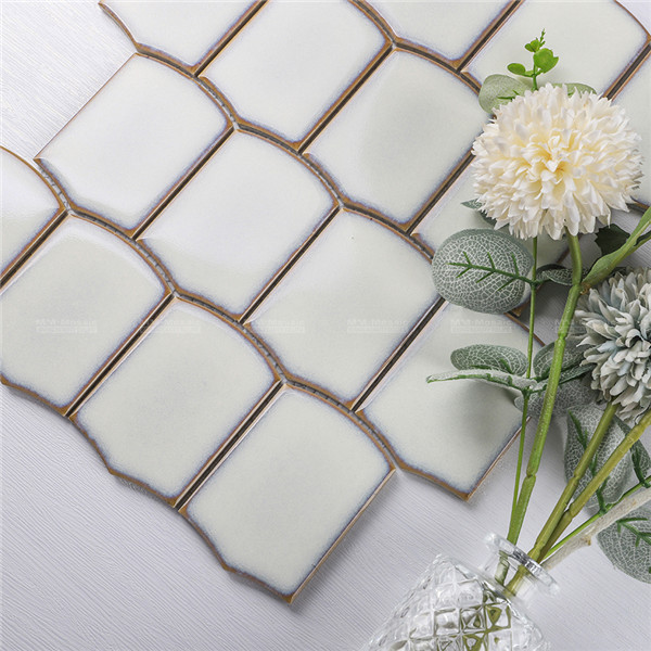 Wholesale Irregular White Porcelain Ceramic Mosaic Tiles for Backsplash ...
