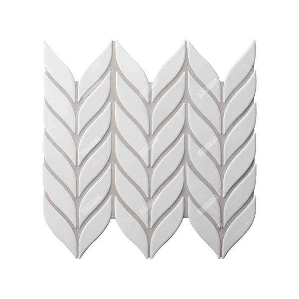 Wholesale Ceramic White Leaf Shape Mosaic Tiles for Kitchen Backsplash ...