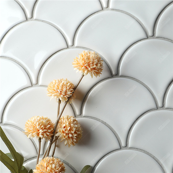 Wholesale Ceramic Mosaic Fish Scale Tile White for Classic Kitchen ...