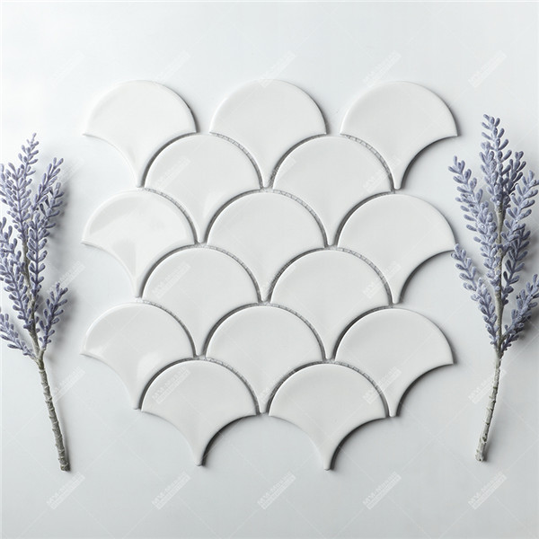 Wholesale Ceramic Mosaic Fish Scale Tile White for Classic Kitchen ...
