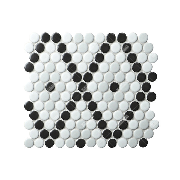 Custom Design Black White Ceramic Penny Round Mosaic Art Patterns ...