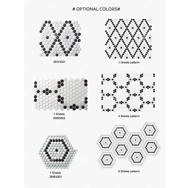 Custom Design Black White Ceramic Penny Round Mosaic Art Patterns ...