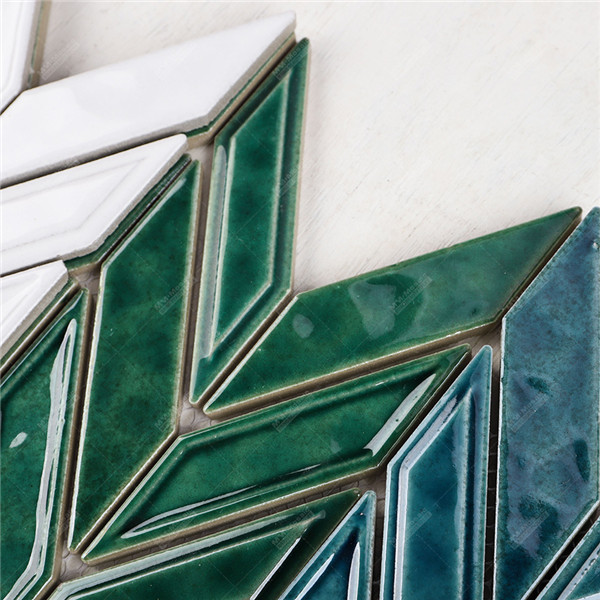 Wholesale Premium Glossy Green Ceramic Chevron Mosaic Sheet Tiles for ...
