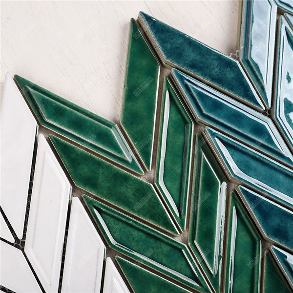 Wholesale Premium Glossy Green Ceramic Chevron Mosaic Sheet Tiles for ...