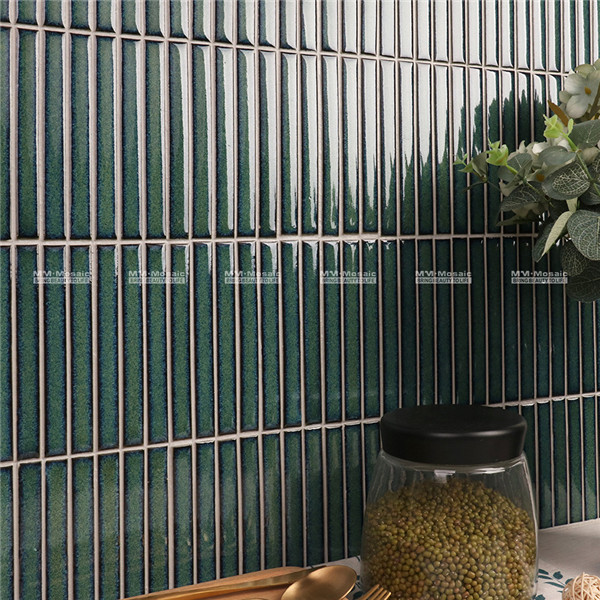 China Wholesale 15*145mm Green Crystal Glazed Finger Porcelain Mosaic ...