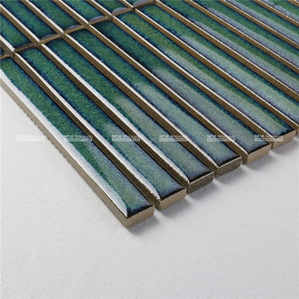 China Wholesale 15*145mm Green Crystal Glazed Finger Porcelain Mosaic ...