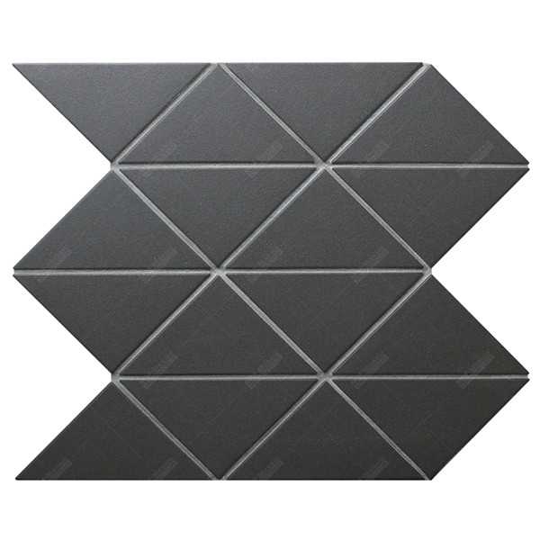 Unglazed 4" Porcelain Triangle Floor Mosaic Tiles Black for Kitchen ...
