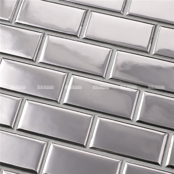 China Facotry Price Kitchen Backsplash 23x48mm Glossy Brick Bond Silver ...
